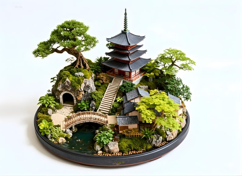 Japanese Pagoda Diorama STL | Zen Garden 3D Printable Model (digital ...