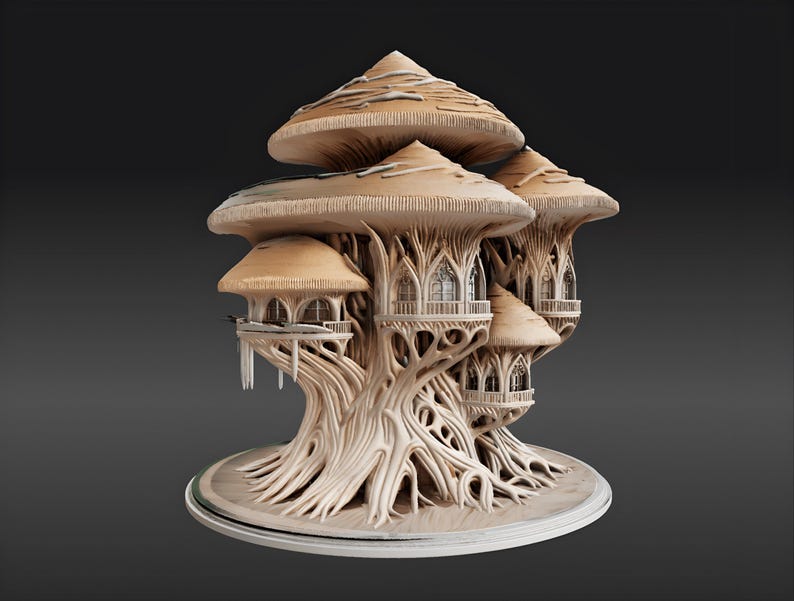 Elven Treehouse Village STL | Fantasy Organic Architecture Diorama ...