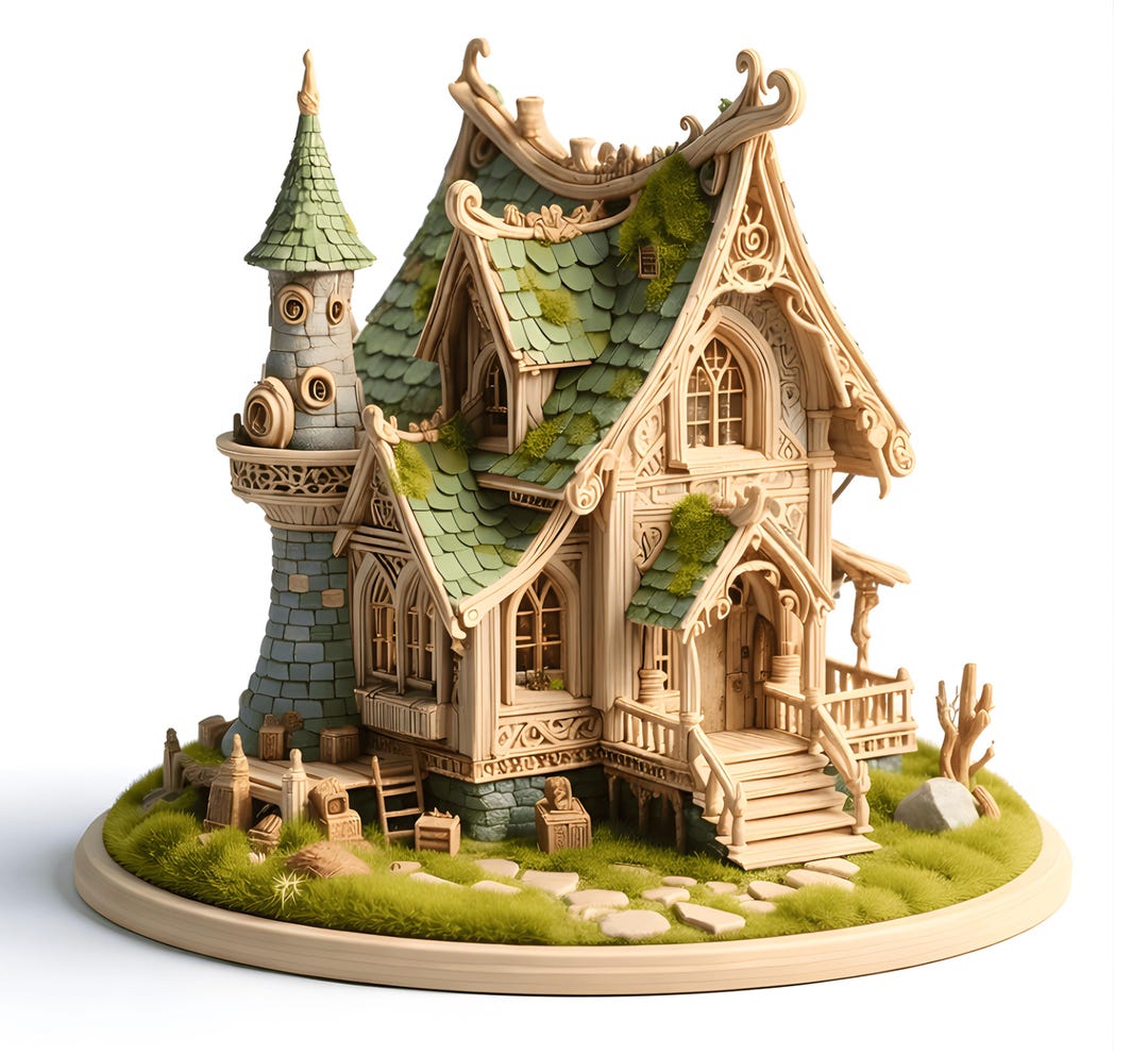 Elven Woodland Cottage STL | Fantasy Elf House Diorama 3D Printable ...