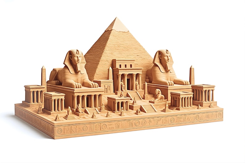 Egyptian Pyramid & Sphinx STL | Ancient Egypt Diorama Model | Highly ...