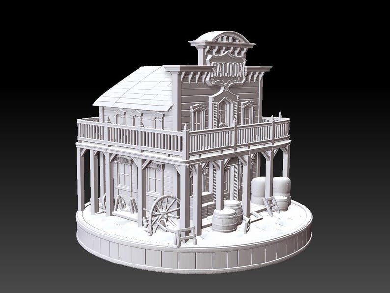Wild West Saloon Building STL | Rustic Cowboy Town Diorama | High ...