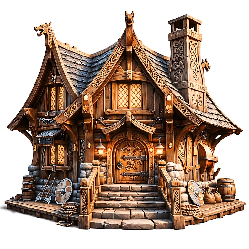 Viking Dragon Longhouse STL | 3D Printable Dnd Terrain (digital ...