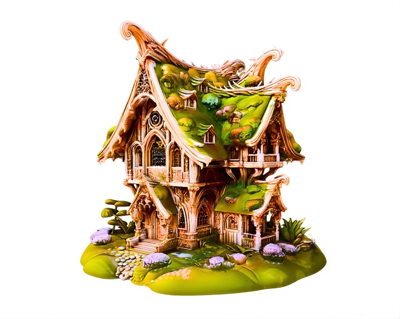 Elven Fantasy Cottage House STL | Fairy Tale Diorama Model | 3D ...