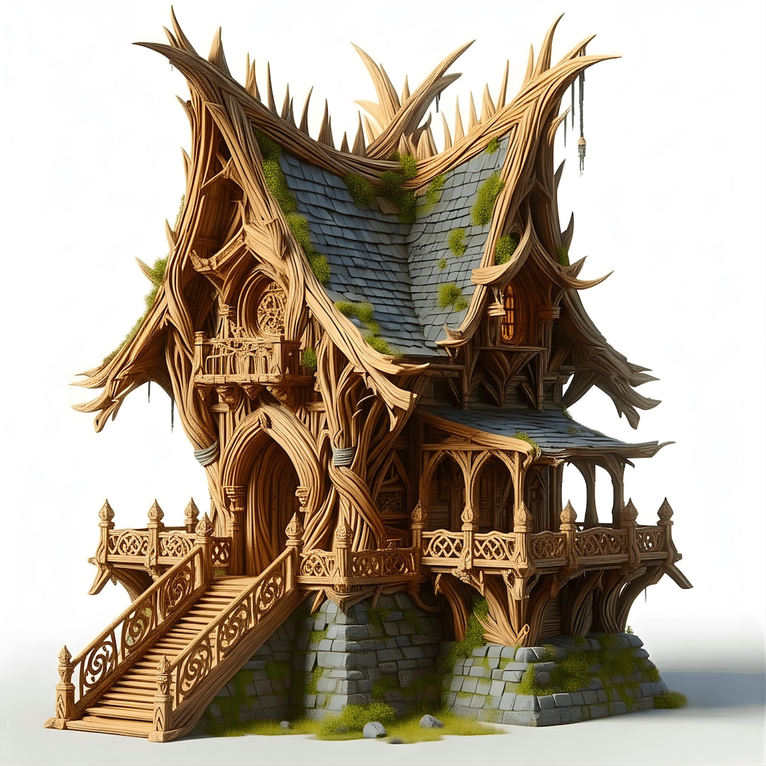 Elven High Canopy House STL | Fantasy Elf Tree Architecture | Detailed ...