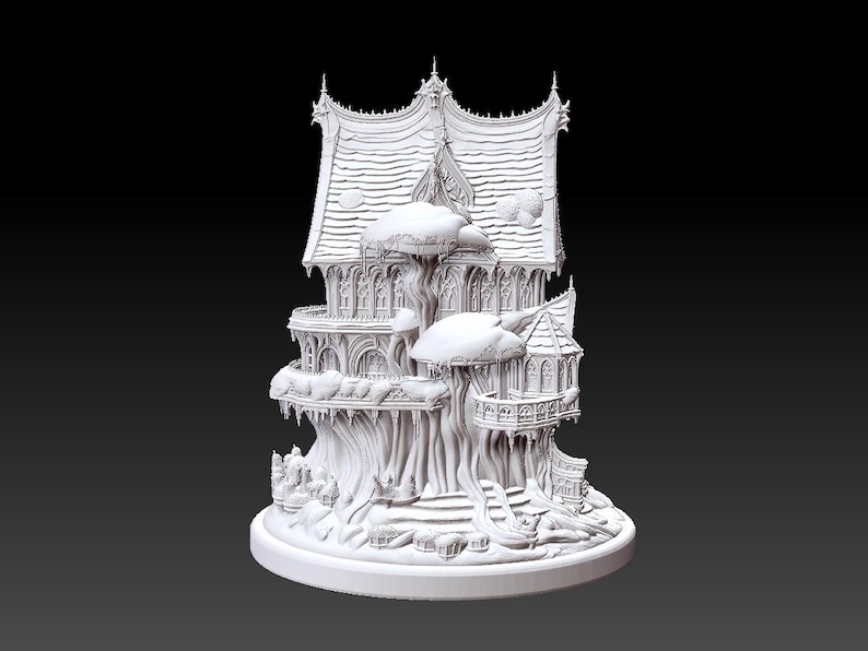 Fantasy Elven Tree House STL | 3D Printable Diorama Model | Fairytale ...