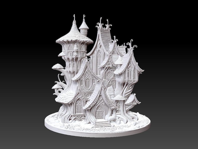 Elven Tree House STL | 3D Printable Fantasy Architecture (digital ...