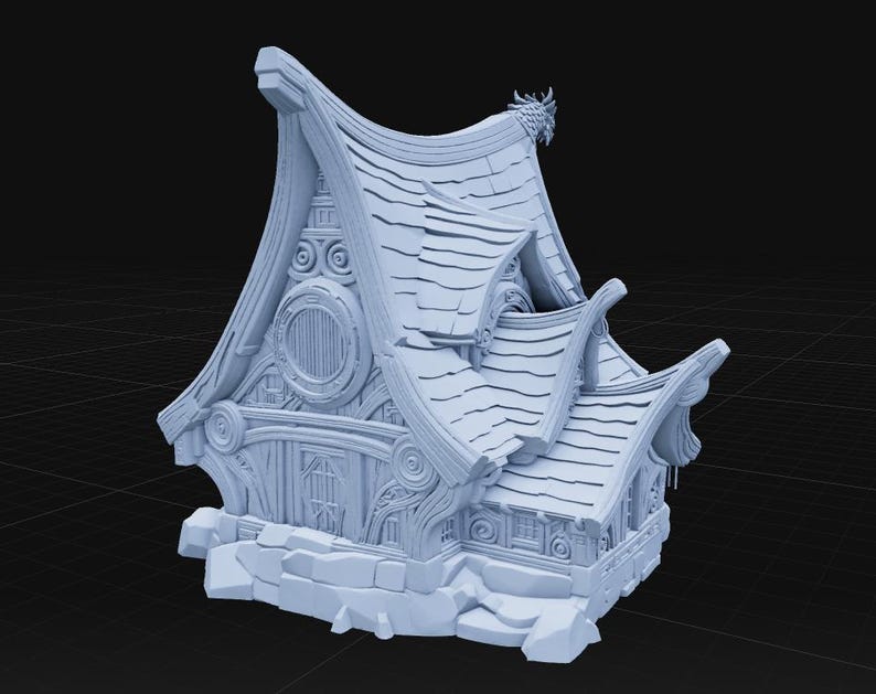 Runic Viking Dragon House STL | 3D Printable Dnd Terrain (digital ...