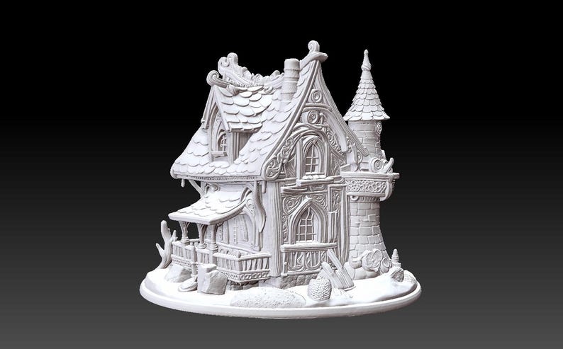 Elven Woodland Cottage STL | Fantasy Elf House Diorama 3D Printable ...