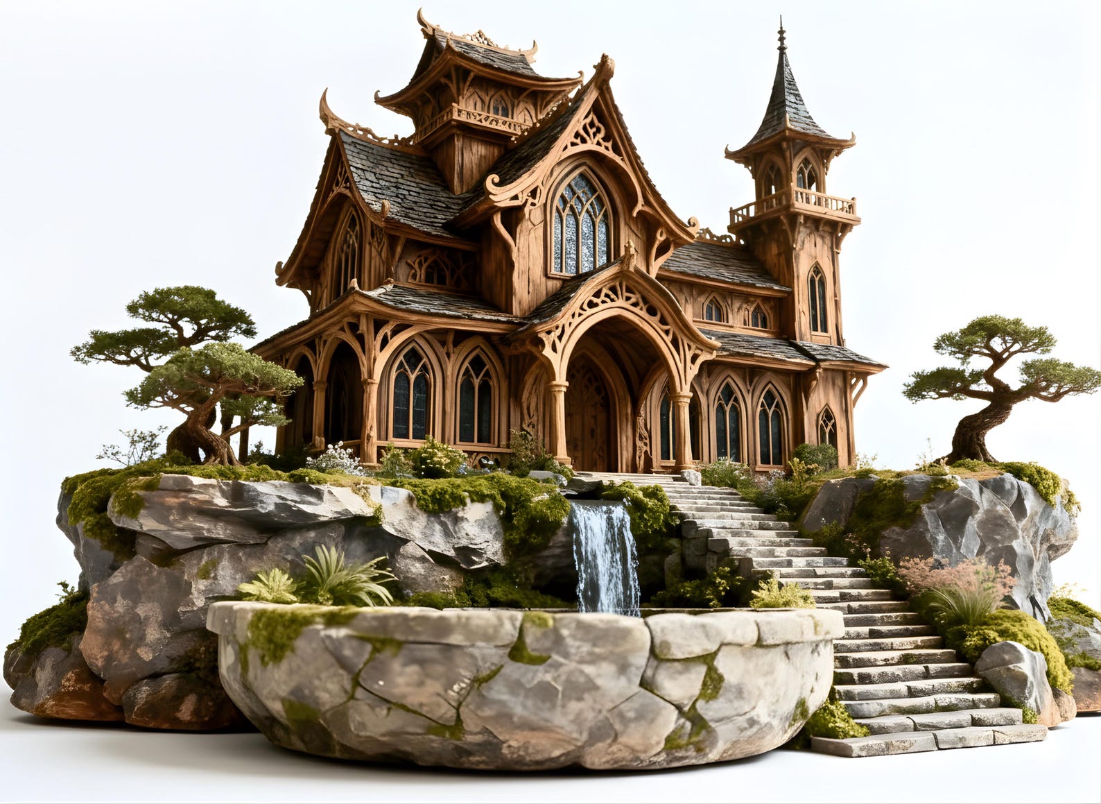 Elven Cliff Manor STL | Fantasy Waterfall Diorama | Highly Detailed 3D ...