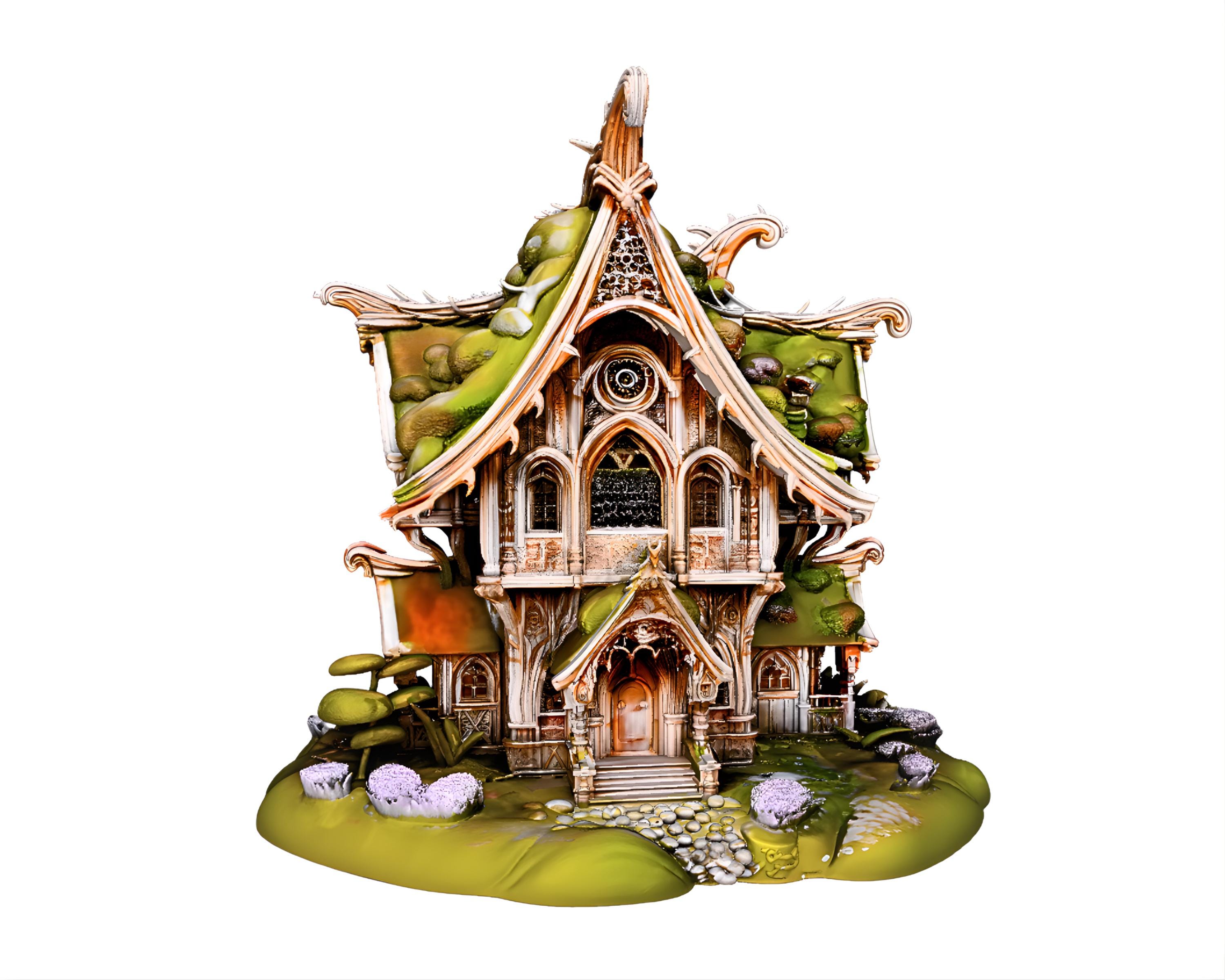 Elven Fantasy Cottage House STL | Fairy Tale Diorama Model | 3D ...