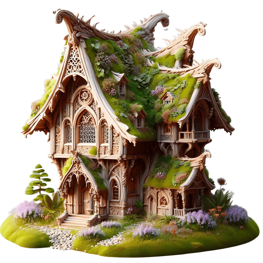 Elven Fantasy Cottage House STL | Fairy Tale Diorama Model | 3D ...