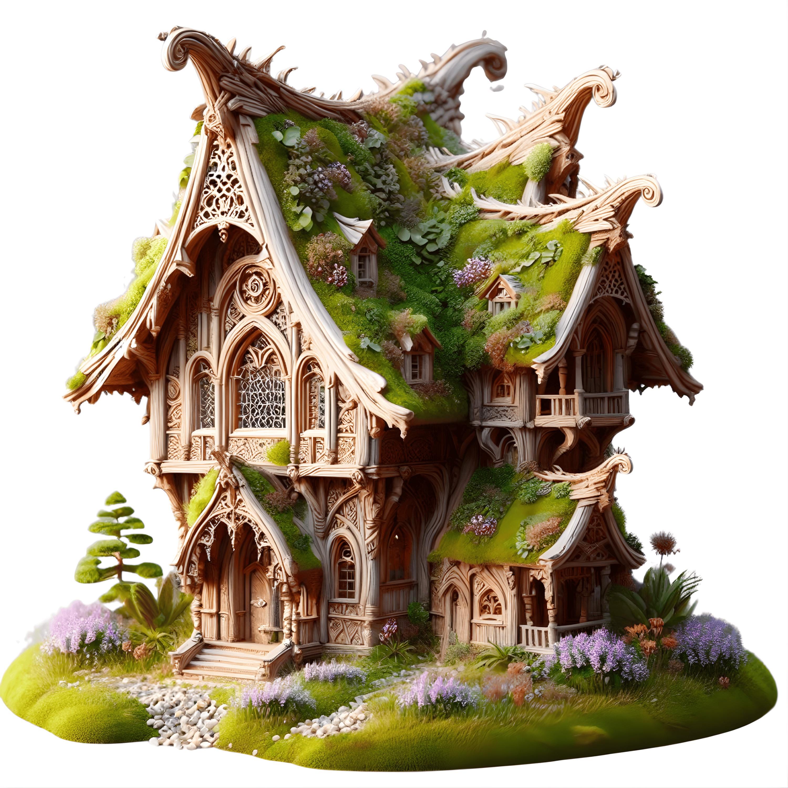 Elven Fantasy Cottage House STL | Fairy Tale Diorama Model | 3D ...