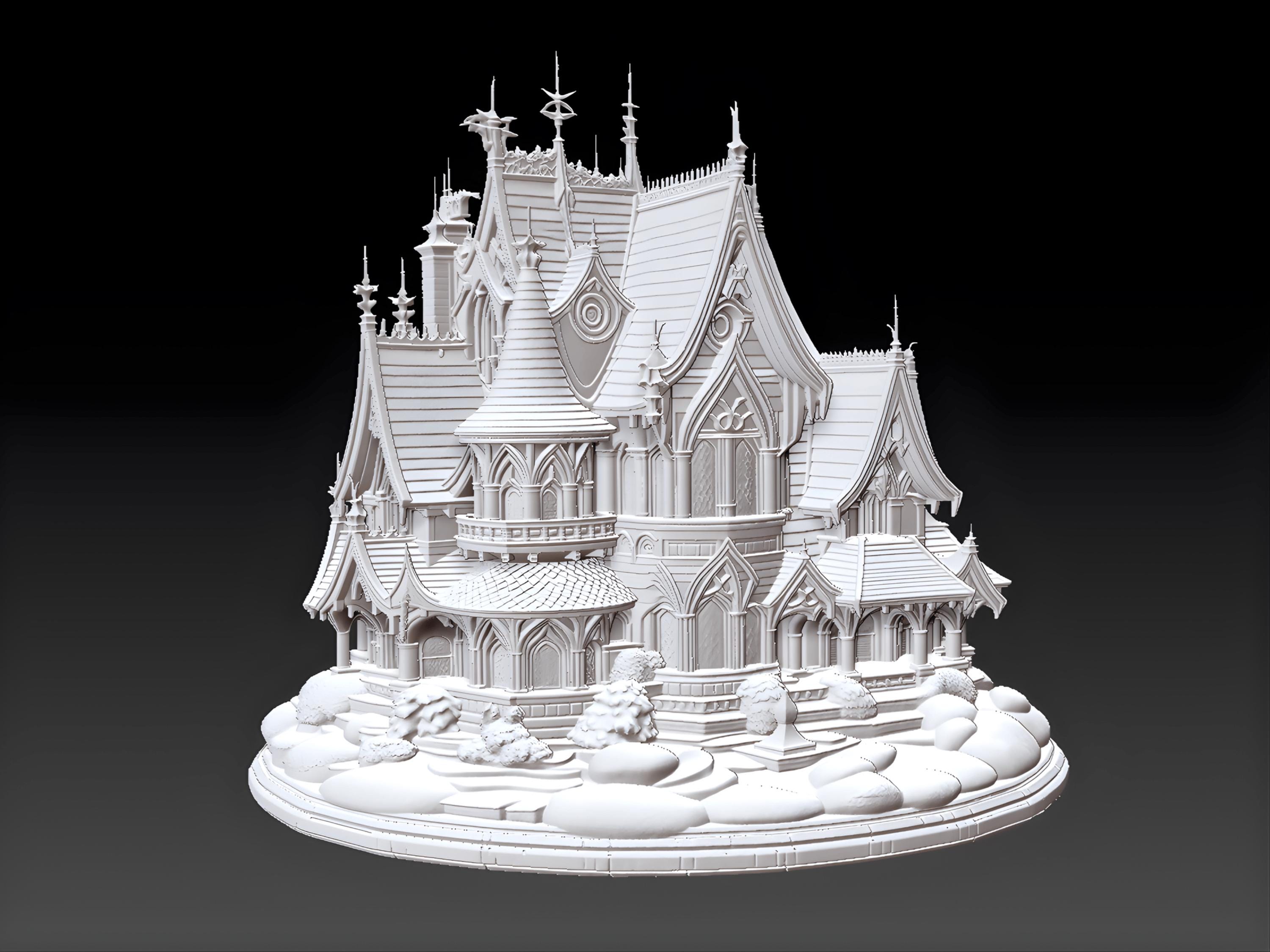 Elven Gothic Mansion STL | High Detail Fantasy Castle House Diorama ...
