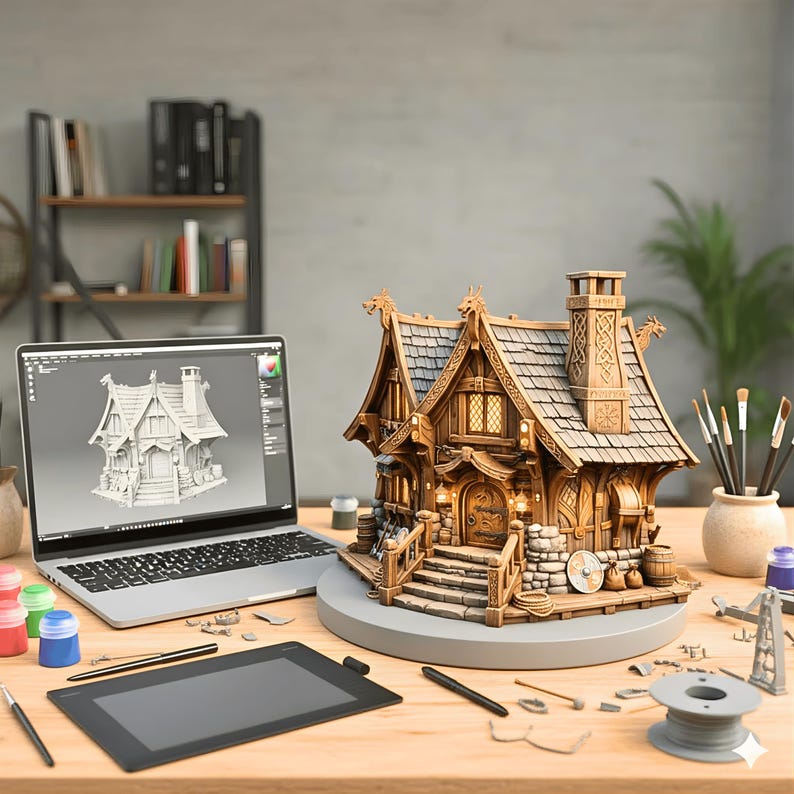 Viking Dragon Longhouse STL | 3D Printable Dnd Terrain (digital ...