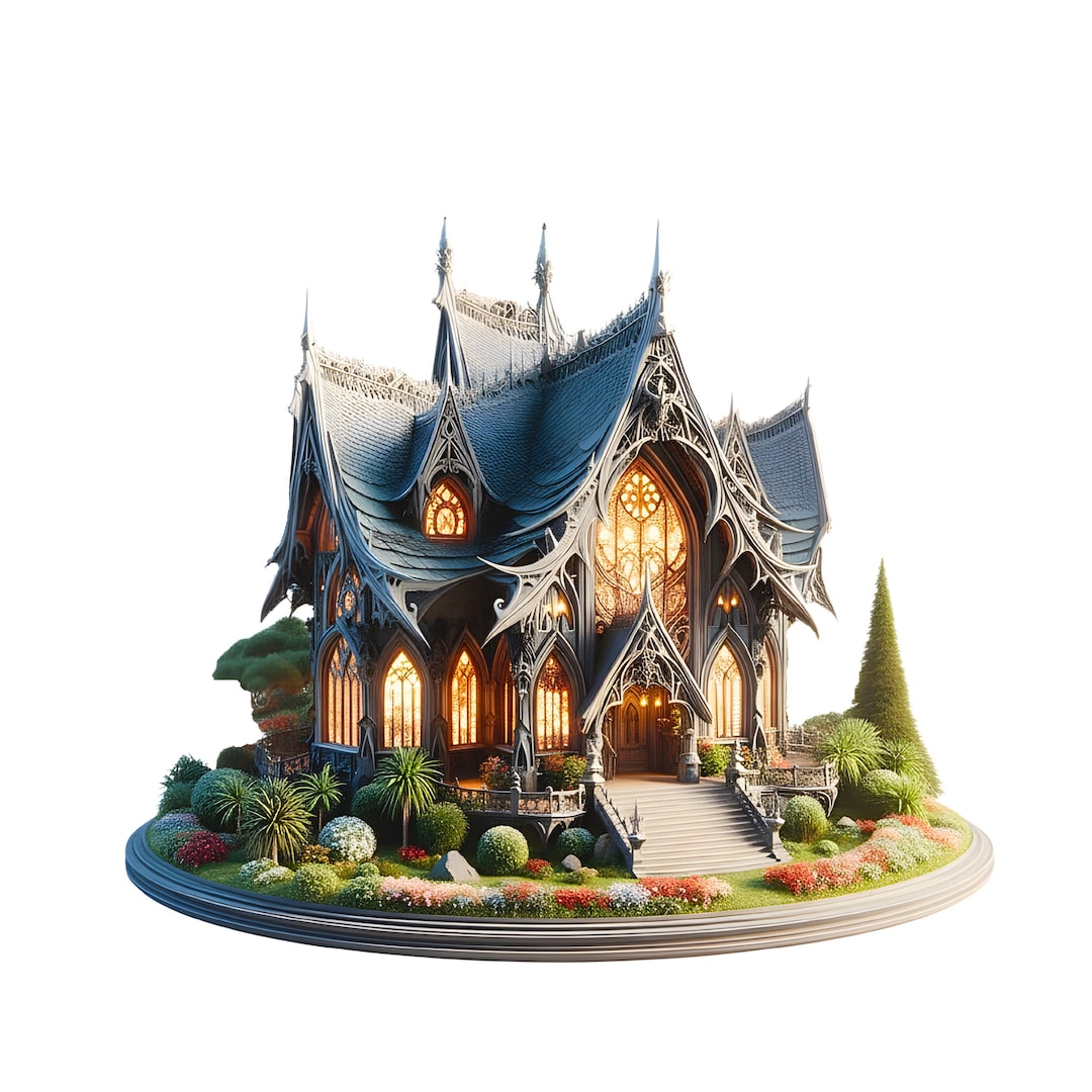 Elven Gothic Manor STL | Fantasy Cathedral House for 3D Printing - Etsy