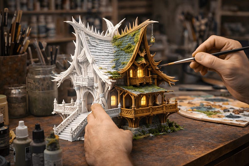 Elven High Canopy House STL | Fantasy Elf Tree Architecture | Detailed ...