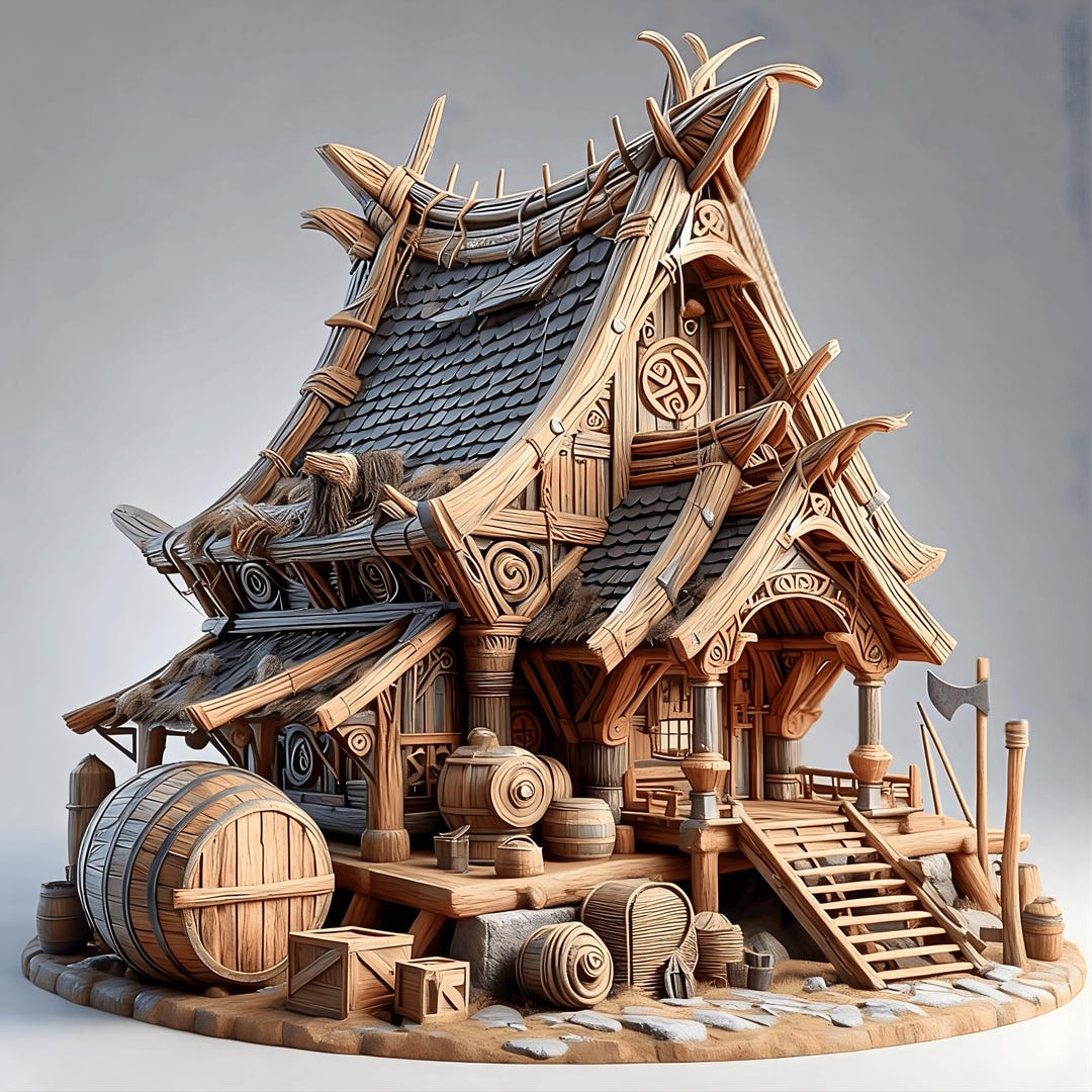 Viking Longhouse Diorama STL | 3D Printable Nordic Timber Hall (digital ...