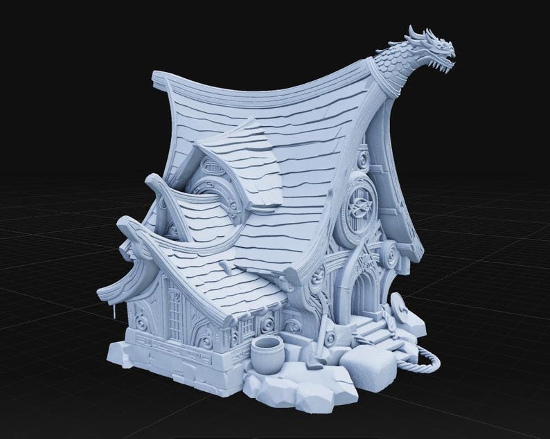 Runic Viking Dragon House STL | 3D Printable Dnd Terrain (digital ...
