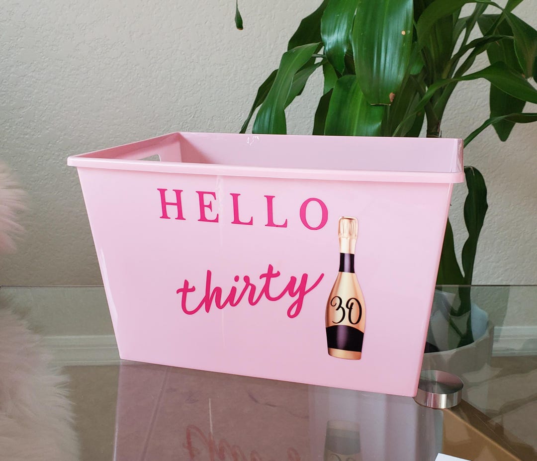 Personalized Hello Thirty Gift Bucket, Custom 30th Birthday Gift Basket ...