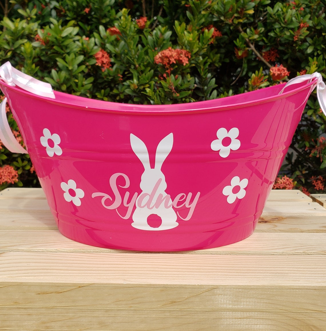 Personalized Easter Egg Bucket for Kid, Bunny Gift Basket, Custom ...