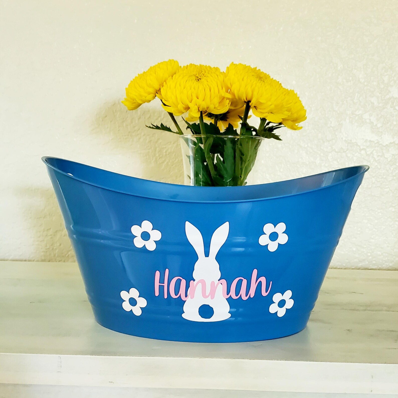 Personalized Easter Egg Bucket for Kid, Bunny Gift Basket, Custom ...