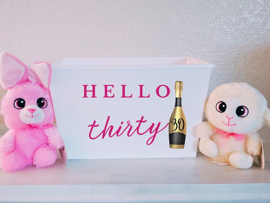 Personalized Hello Thirty Gift Bucket, Custom 30th Birthday Gift Basket ...