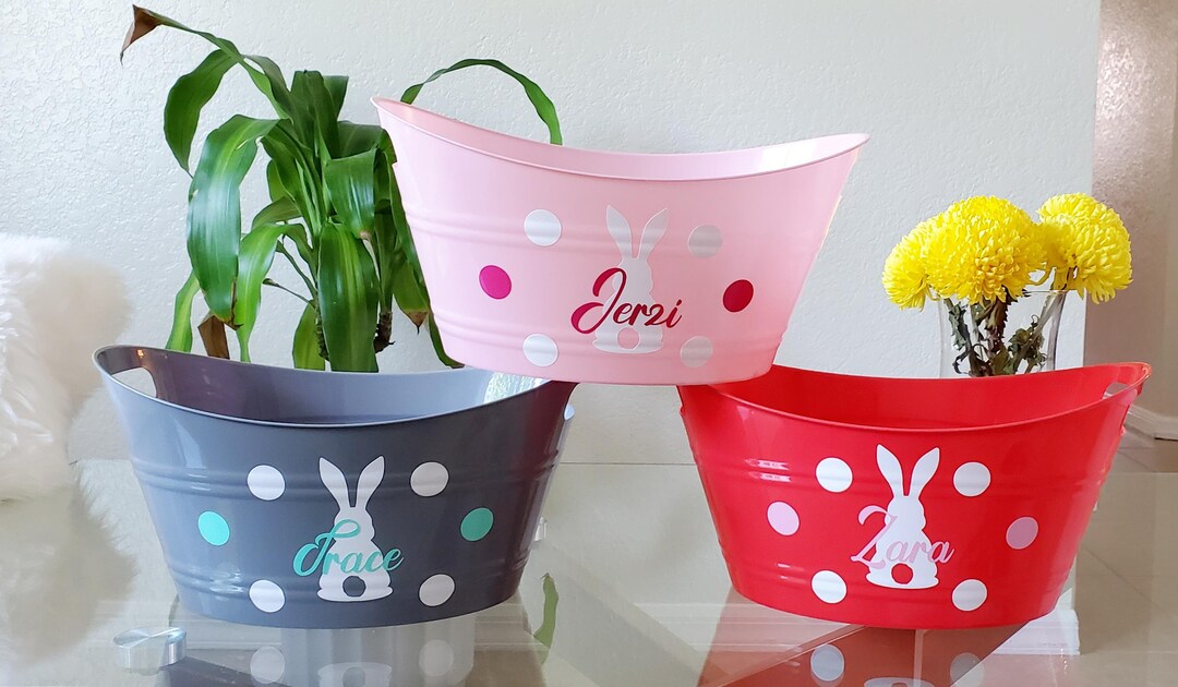 Personalized Easter Gift Bunny Bucket for Boys - Girls, Custom Kids ...