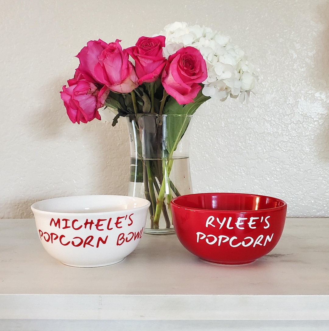Personalized Popcorn Ceramic Bowl, Custom Snack Bowl for Kids ...