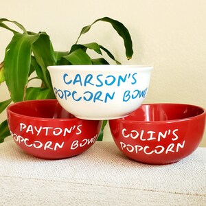 Personalized Popcorn Ceramic Bowl, Custom Snack Bowl for Kids ...