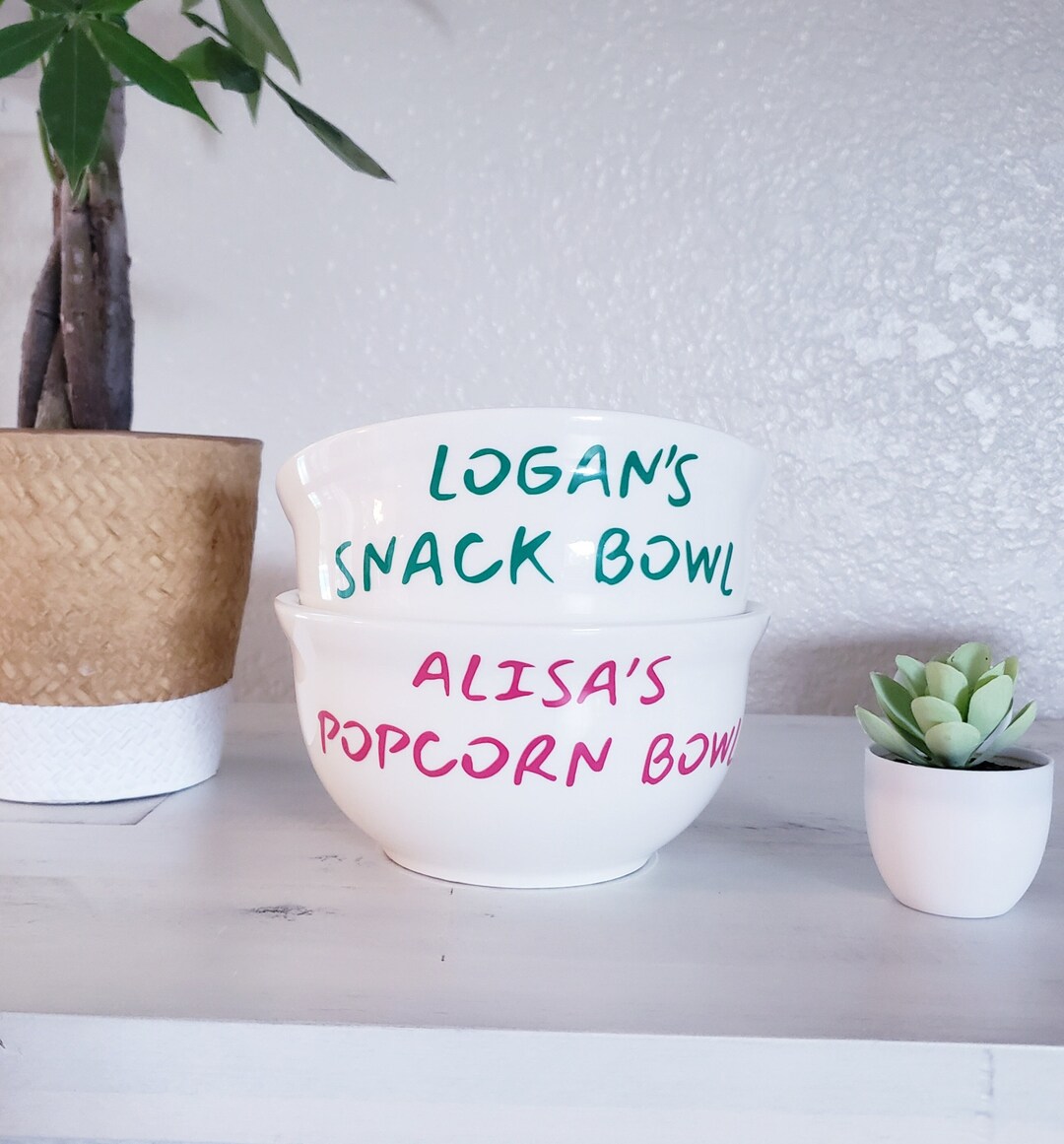Personalized Popcorn Ceramic Bowl Custom Snack Bowl Breakfast Bowl for ...