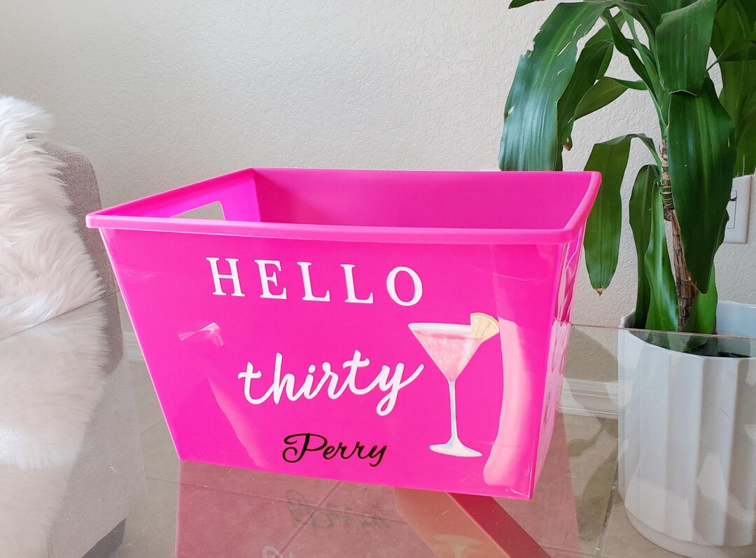 Personalized Hello Thirty Gift Bucket, Custom 30th Birthday Gift Basket ...