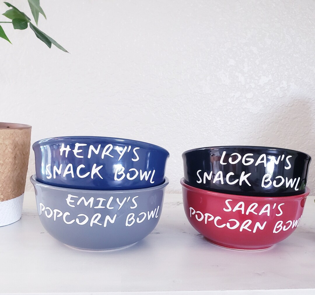 Personalized Popcorn Ceramic Bowl Custom Snack Bowl Breakfast Bowl for ...