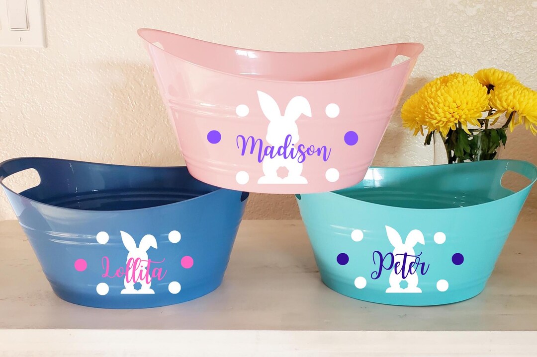 Custom Adorable Personalized Easter Basket, Easter Bunny Basket, Easter Baskets for Girls and ...