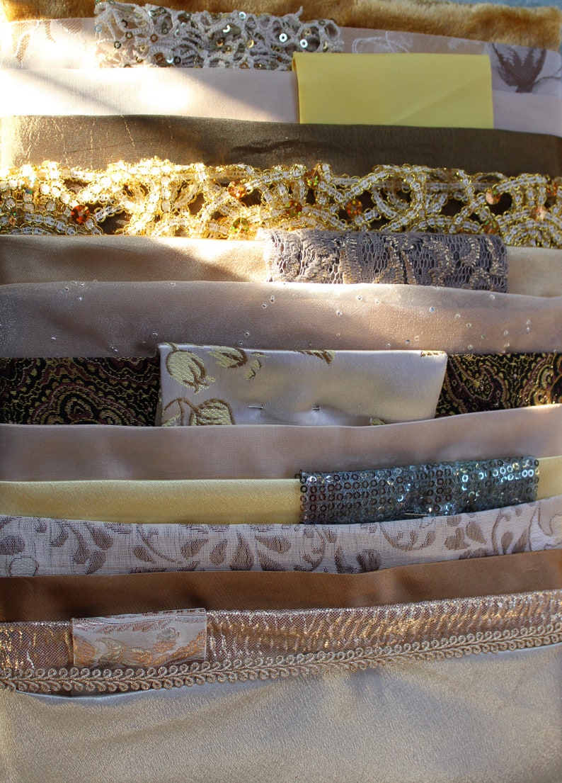 Fancy Golden Fabric Scrap Assortment - Etsy