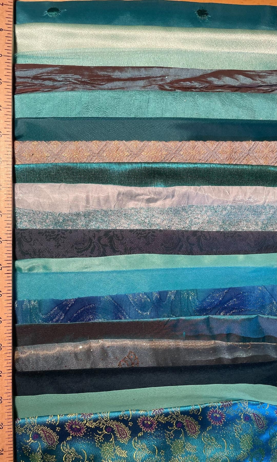 Fancy Teal Blue Fabric Scrap Assortment - Etsy
