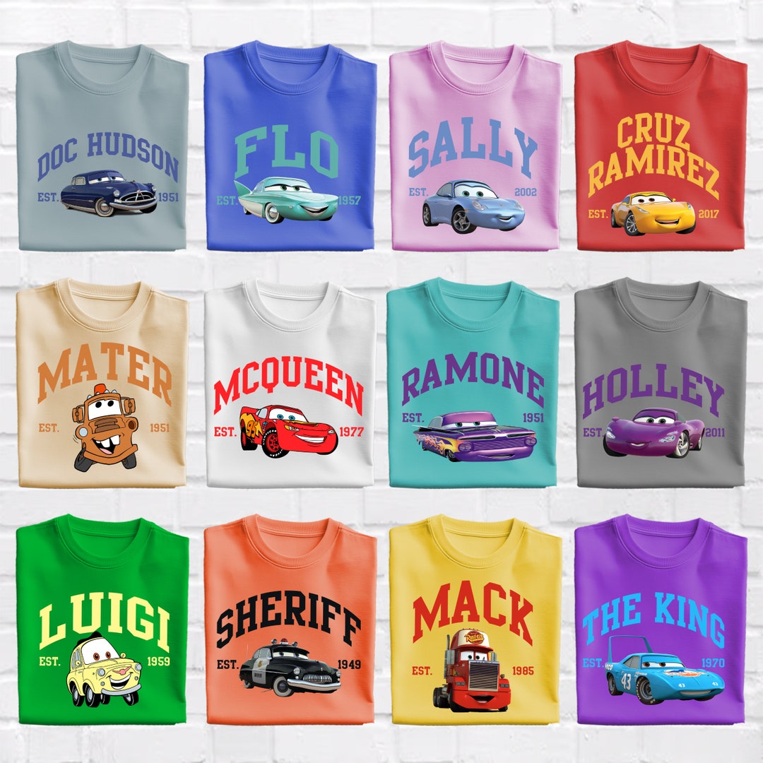 Disney Cars Shirt, Mcqueen, Sally, Mack, Mater, Guido, Fillmore Shirt ...