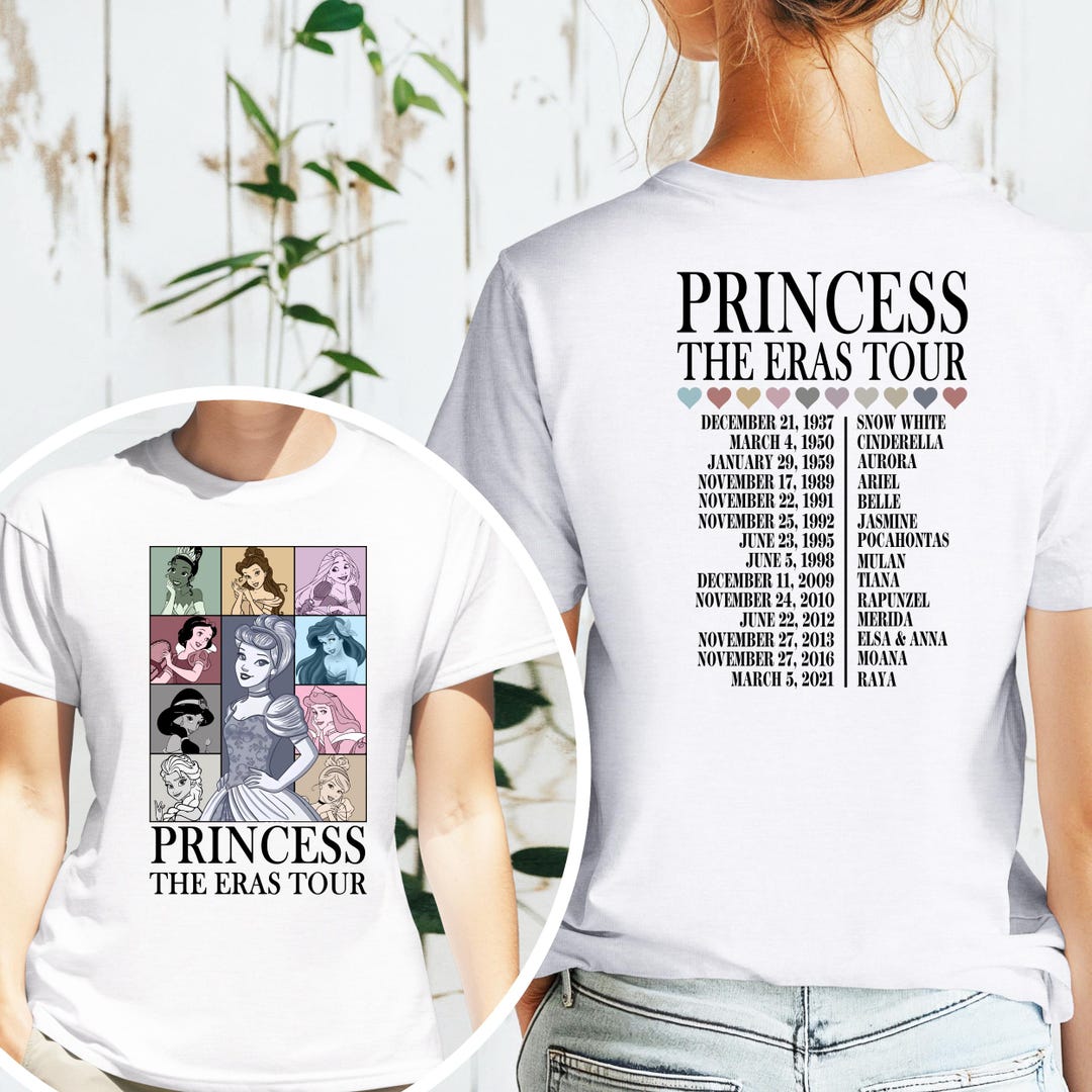 Princess Eras Tour Shirt, Disney Princess Characters Shirt, Disney ...