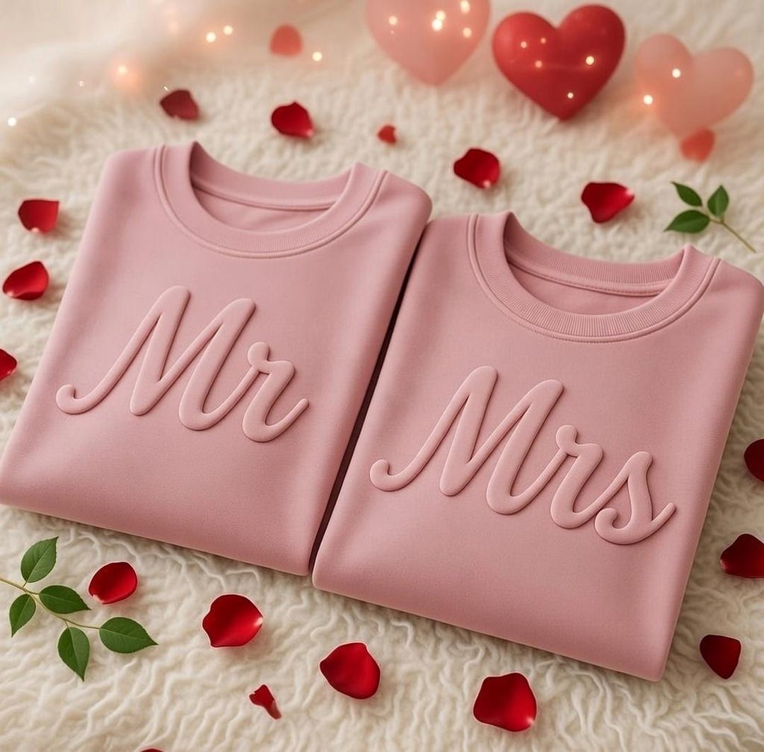 Custom Puff Print Sweatshirt, Personalized Couple Sweatshirt, 3D ...