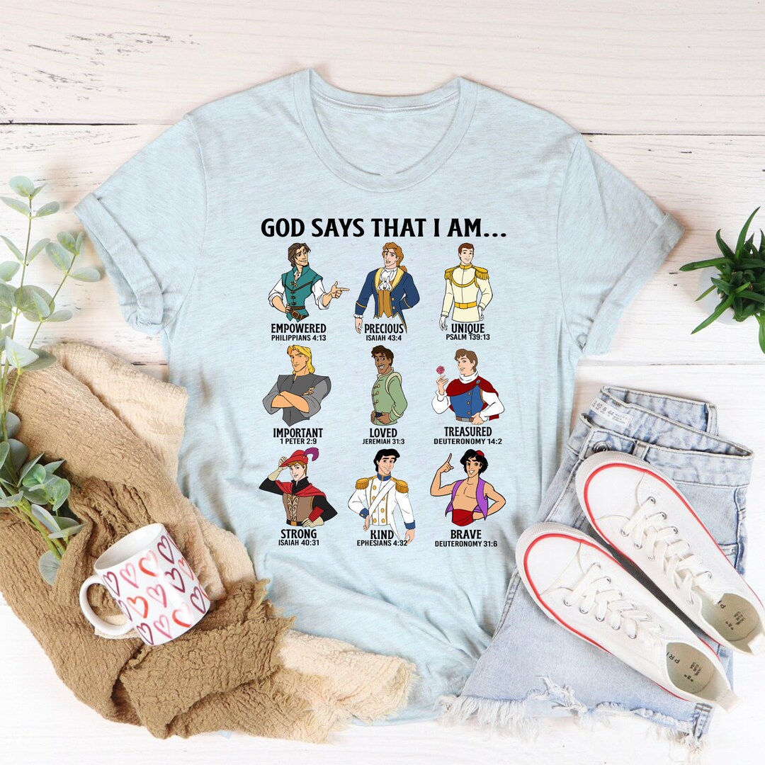 Disney Princes God Says That I Am Shirt, Disney Princes Shirt, Disney ...