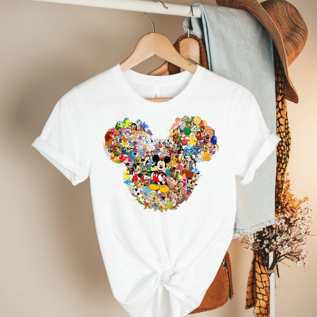 Disney Characters Shirt, Mickey Head Disney Characters T Shirt, Disney ...
