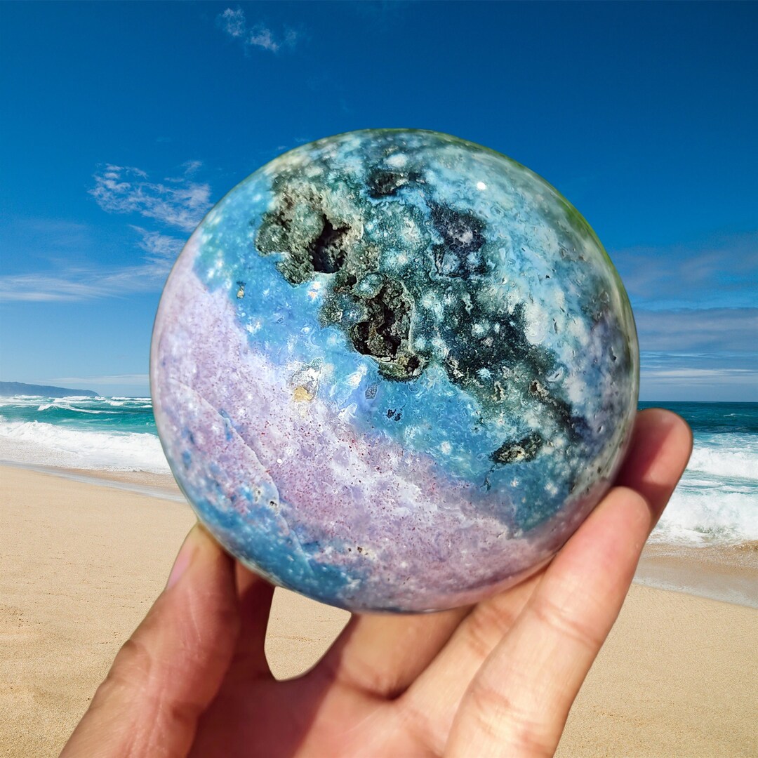 88MM Natural Ocean Jasper Ball,quartz Sphere,mineral Samples,reiki Heal ...