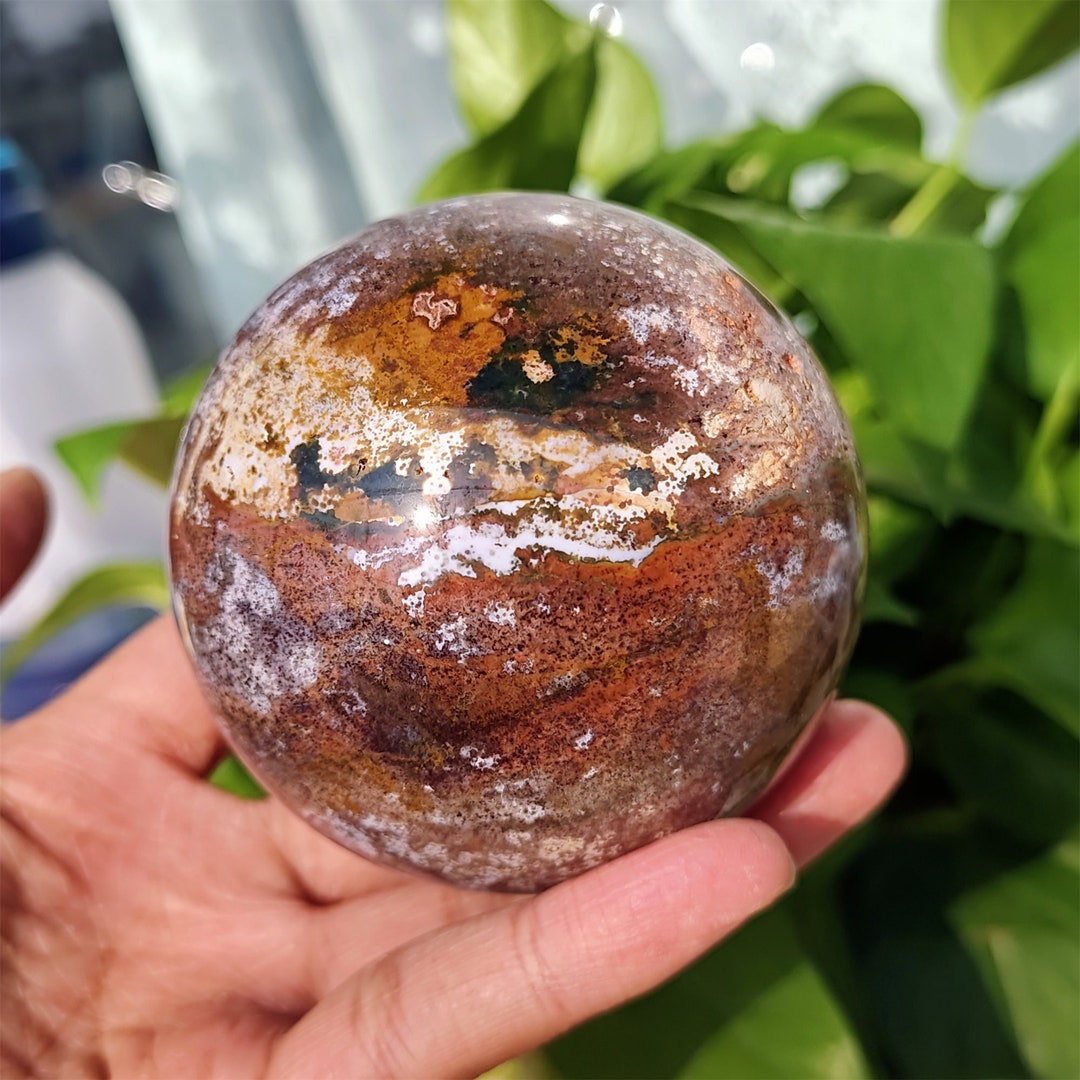 79MM Natural Ocean Jasper Ball,quartz Sphere,mineral Samples,reiki Heal ...