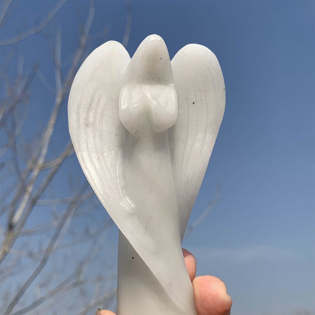 1pc White Jade Angel,quartz Crystal Angel,crystal Angel, Home ...