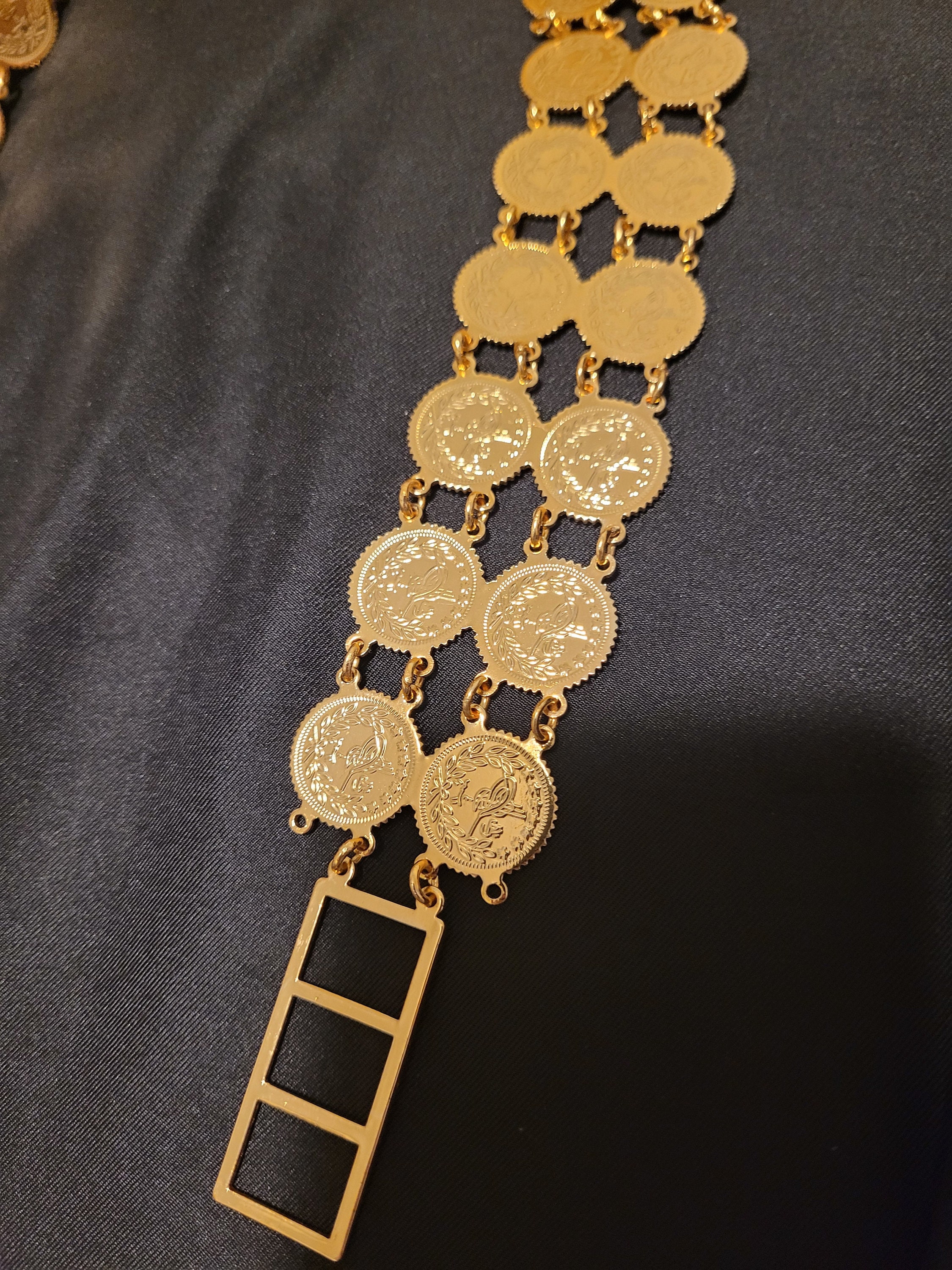 21K Gold Plated Lira Coin Belt Arabic Belt Turkish Lira - Etsy