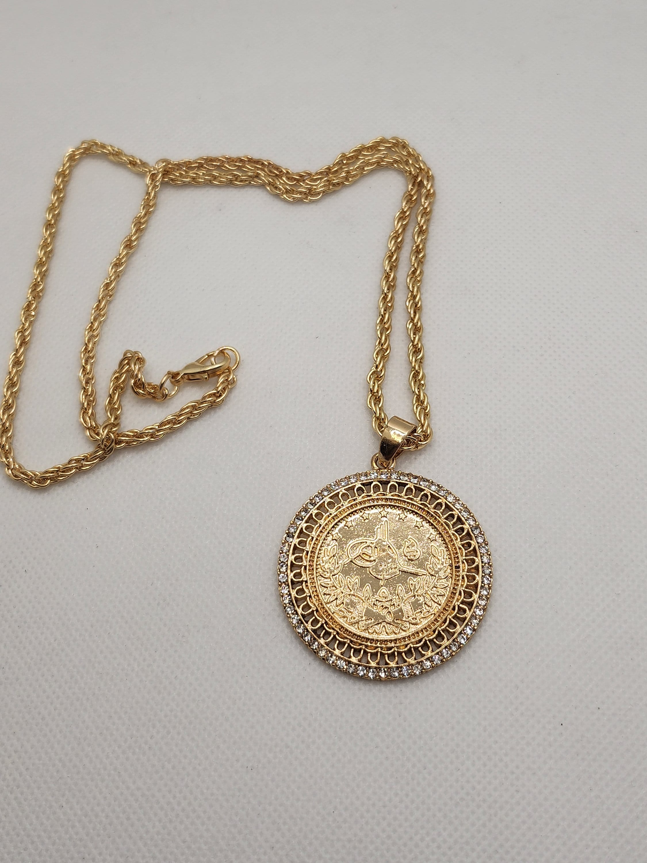 21K Vergoldete Lira Halskette Kette und Anhänger Münze - Etsy Schweiz