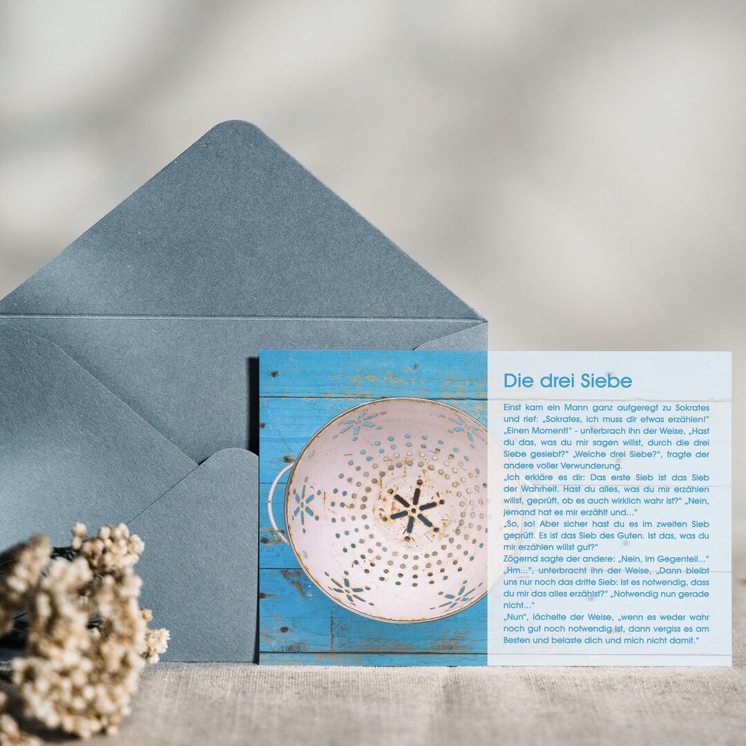 Story Card Postcard Three Sieves Mindfulness Sayings Quote History Gift ...