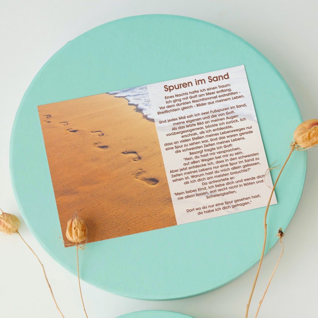 Story Card Postcard Footprints in the Sand Mindfulness Sayings Quote ...