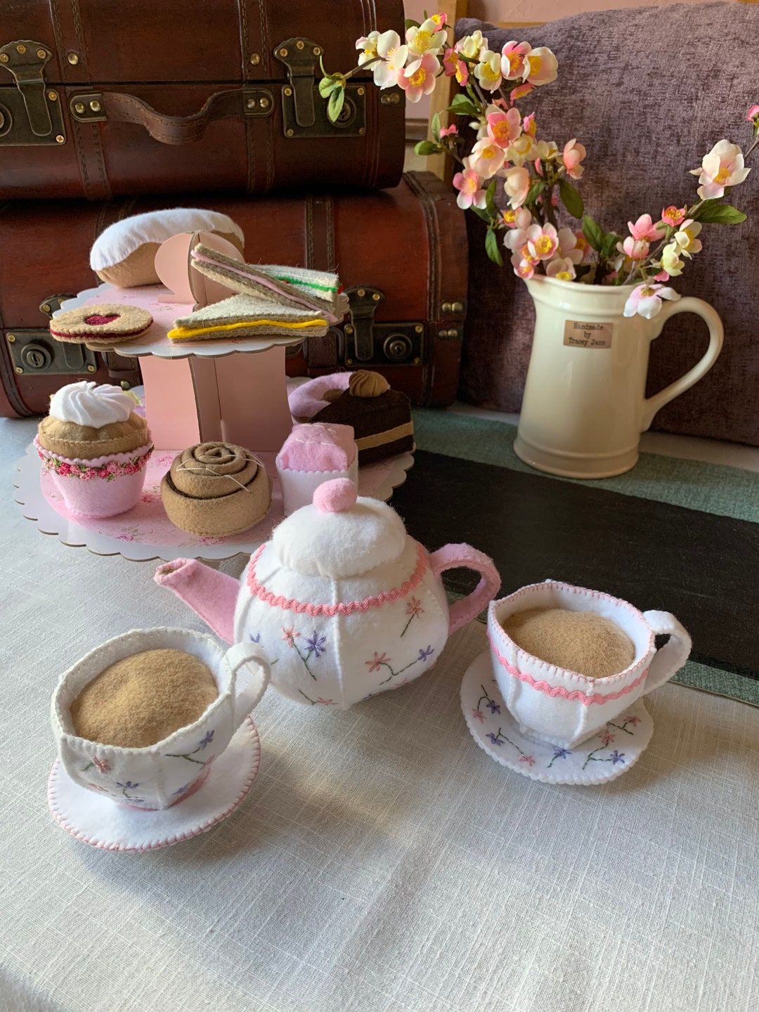 Beautiful Handmade Felt Tea Set Pretend Play Afternoon Tea Set Cake ...
