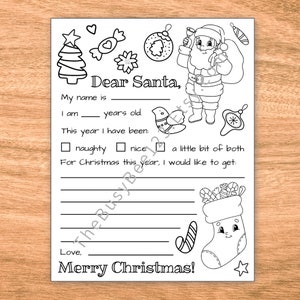 Letter to Santa Coloring Page, Letter to Santa Printable, Dear Santa ...
