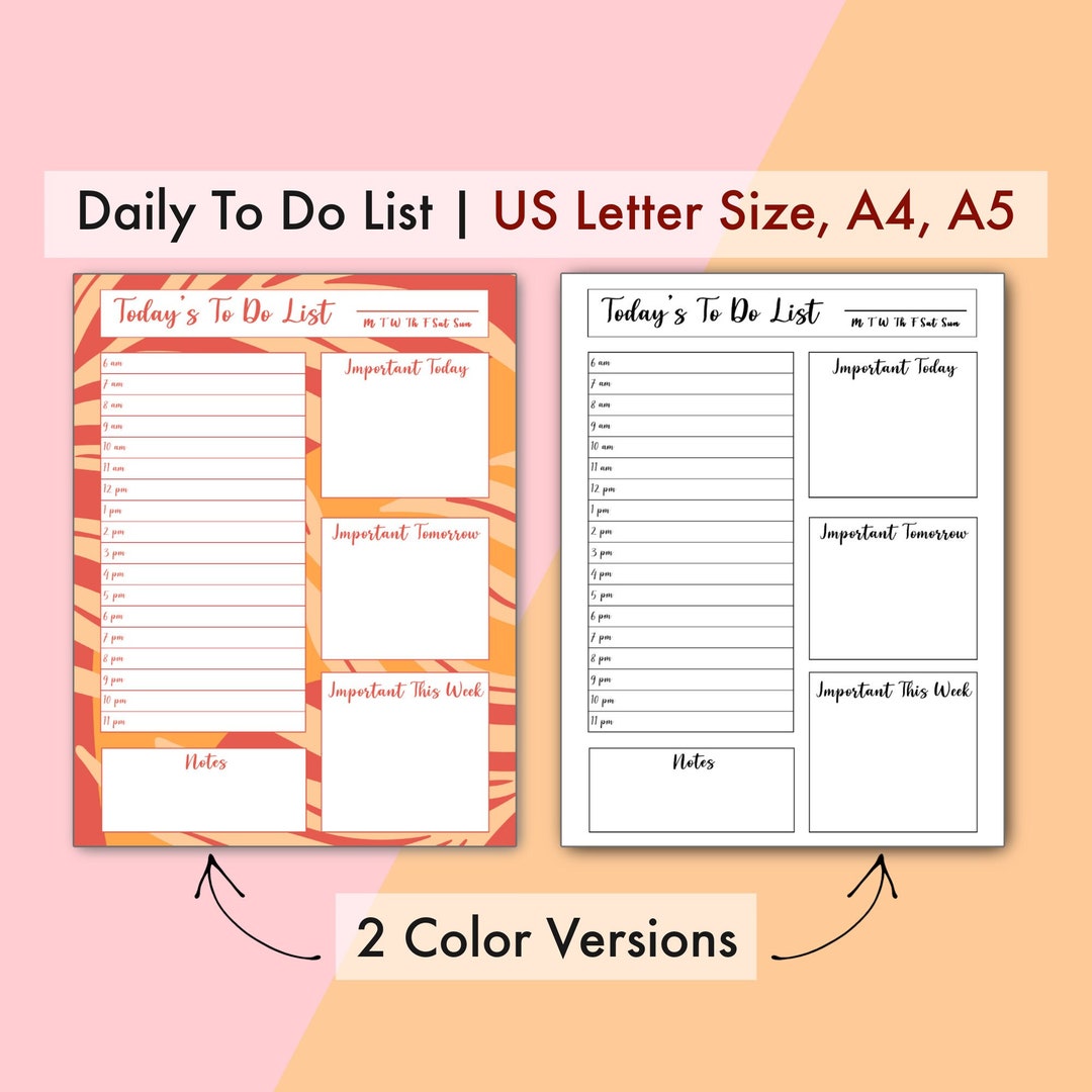 Daily to Do List Printable Simple Daily Planner PDF - Etsy